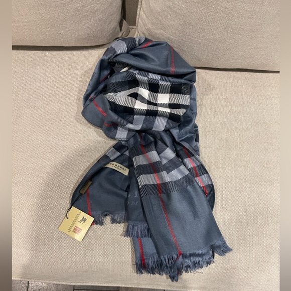 Burberry | Accessories | Burberry Gray And Red Checkered Scarf | Poshmark